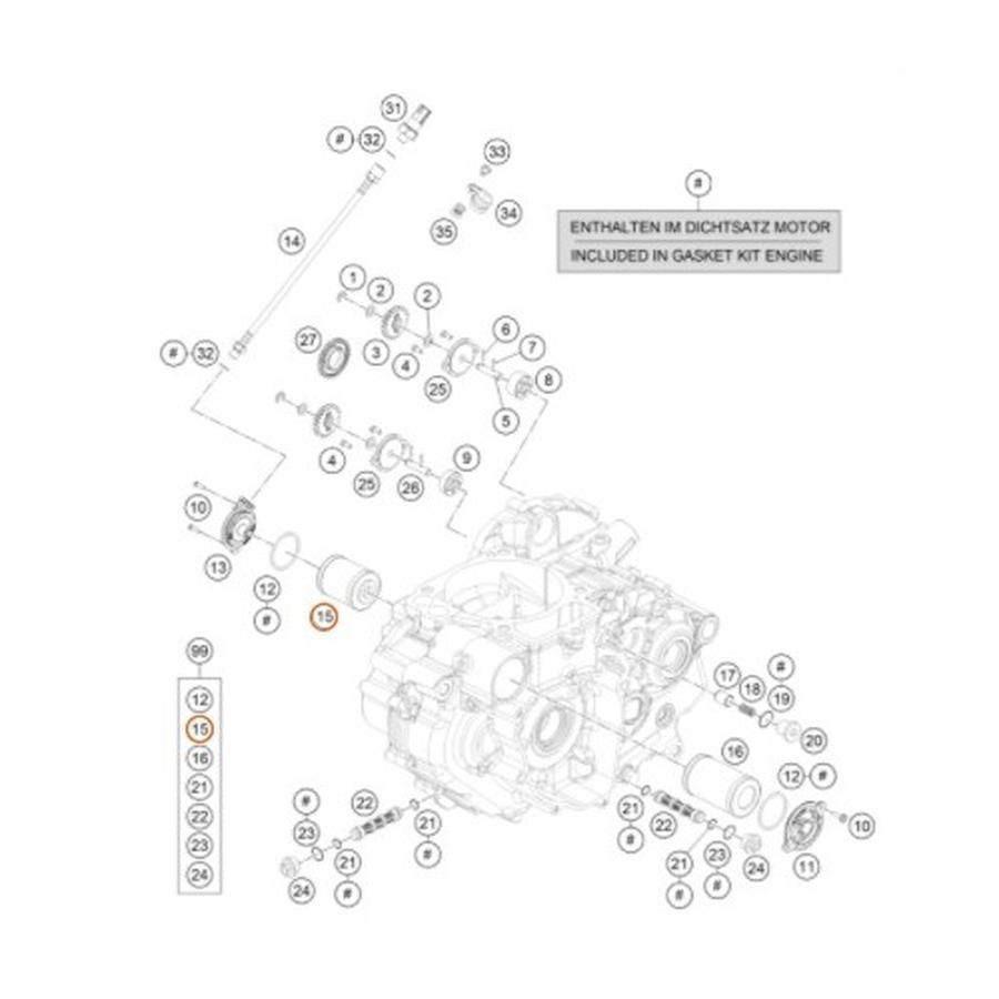 Filtro de Óleo de Motor KTM 75038046100 | Loja Virtual